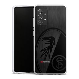 DeinDesign Galaxy A52s 5G Handy Silikon H&uuml;lle Case wei&szlig; Handyh&uuml;lle Sc Freiburg Official Licensed Product Metallic Look Silikon Case