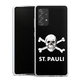 DeinDesign Galaxy A52s 5G Handy Silikon H&uuml;lle Case wei&szlig; Handyh&uuml;lle Totenkopf Official Licensed Product Fc St. Pauli Silikon Case