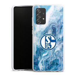 DeinDesign Galaxy A52s 5G Handy Silikon H&uuml;lle Case wei&szlig; Handyh&uuml;lle Merchandise Fc Schalke 04 Logo Silikon Case
