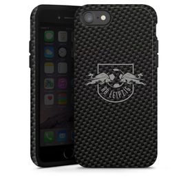 DeinDesign iPhone SE (2020) Handy Panzer Handyh&uuml;lle robuste Outdoor H&uuml;lle Schutzh&uuml;lle gl&auml;nzend Rb Leipzig Carbon Metallic Look Tough Case