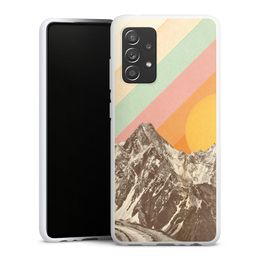 DeinDesign Galaxy A52s 5G Handy Silikon H&uuml;lle Case wei&szlig; Handyh&uuml;lle Sunshine Retro Mountain Silikon Case