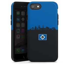 DeinDesign iPhone SE (2020) Handy Panzer Handyh&uuml;lle robuste Outdoor H&uuml;lle Schutzh&uuml;lle gl&auml;nzend Skyline Hamburg Hsv Tough Case