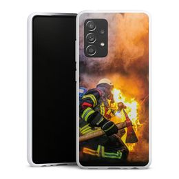 DeinDesign Galaxy A52s 5G Handy Silikon H&uuml;lle Case wei&szlig; Handyh&uuml;lle Fire Fighters Fire Life Saver Silikon Case