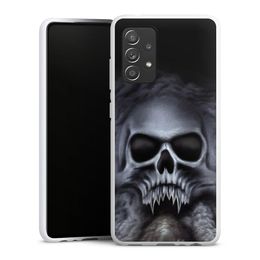 DeinDesign Galaxy A52s 5G Handy Silikon H&uuml;lle Case wei&szlig; Handyh&uuml;lle Halloween Skull Totenkopf Silikon Case