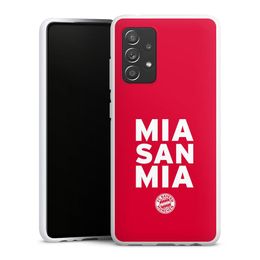 DeinDesign Galaxy A52s 5G Handy Silikon H&uuml;lle Case wei&szlig; Handyh&uuml;lle Fc Bayern M&uuml;nchen Mia San Mia Fcb Silikon Case