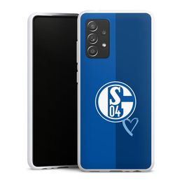 DeinDesign Galaxy A52s 5G Handy Silikon H&uuml;lle Case wei&szlig; Handyh&uuml;lle Heart Schalke 04 Fc Schalke 04 Silikon Case