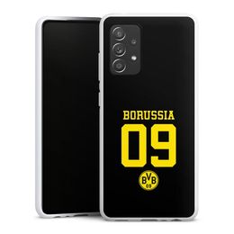 DeinDesign Galaxy A52s 5G Handy Silikon H&uuml;lle Case wei&szlig; Handyh&uuml;lle Bvb Jersey Borussia Dortmund Silikon Case