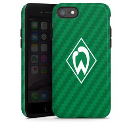 DeinDesign iPhone SE (2020) Handy Panzer Handyh&uuml;lle robuste Outdoor H&uuml;lle Schutzh&uuml;lle gl&auml;nzend Carbon Official Licensed Product Sv Werder Bremen Tough Case
