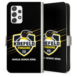 DeinDesign Galaxy A52s 5G Handy Klapph&uuml;lle Handyh&uuml;lle aus Kunst Leder wei&szlig; Flip Case Sports Krefeld Pinguine Ice Hockey Sideflip mit Lasche