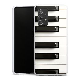 DeinDesign Galaxy A52s 5G Handy Silikon H&uuml;lle Case wei&szlig; Handyh&uuml;lle Klavier Music Piano Silikon Case