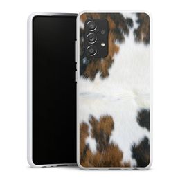 DeinDesign Galaxy A52s 5G Handy Silikon H&uuml;lle Case wei&szlig; Handyh&uuml;lle Cow Fur Cow Skin Silikon Case