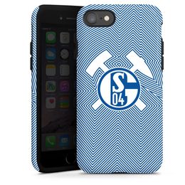 DeinDesign iPhone SE (2020) Handy Panzer Handyh&uuml;lle robuste Outdoor H&uuml;lle Schutzh&uuml;lle gl&auml;nzend Fc Schalke 04 Bundesliga Stripes Tough Case