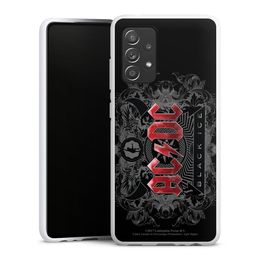 DeinDesign Galaxy A52s 5G Handy Silikon H&uuml;lle Case wei&szlig; Handyh&uuml;lle Merchandise Black Ice Acdc Silikon Case