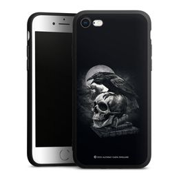 DeinDesign iPhone SE (2020) Handy Premium Silikon H&uuml;lle Handyh&uuml;lle schwarz Case Skull Raven Skulls Silikon Premium Case