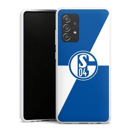 DeinDesign Galaxy A52s 5G Handy Silikon H&uuml;lle Case wei&szlig; Handyh&uuml;lle Official Licensed Product Fc Schalke 04 Bundesliga Silikon Case