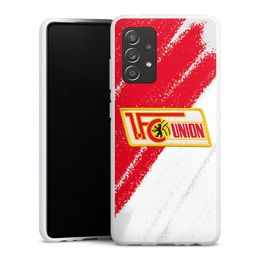 DeinDesign Galaxy A52s 5G Handy Silikon H&uuml;lle Case wei&szlig; Handyh&uuml;lle Official Licensed Product Logo 1. Fc Union Berlin Silikon Case