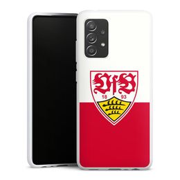 DeinDesign Galaxy A52s 5G Handy Silikon H&uuml;lle Case wei&szlig; Handyh&uuml;lle Vfb Stuttgart Logo Official Licensed Product Silikon Case
