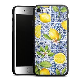 DeinDesign iPhone SE (2020) Handy Premium Silikon H&uuml;lle Handyh&uuml;lle schwarz Case Lemon Greece Muster Silikon Premium Case