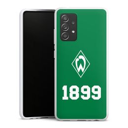 DeinDesign Galaxy A52s 5G Handy Silikon H&uuml;lle Case wei&szlig; Handyh&uuml;lle Statement Official Licensed Product Sv Werder Bremen Silikon Case