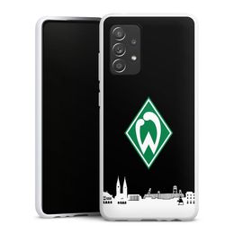 DeinDesign Galaxy A52s 5G Handy Silikon H&uuml;lle Case wei&szlig; Handyh&uuml;lle Sv Werder Bremen Skyline Official Licensed Product Silikon Case