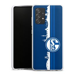 DeinDesign Galaxy A52s 5G Handy Silikon H&uuml;lle Case wei&szlig; Handyh&uuml;lle Official Licensed Product Skyline Fc Schalke 04 Silikon Case