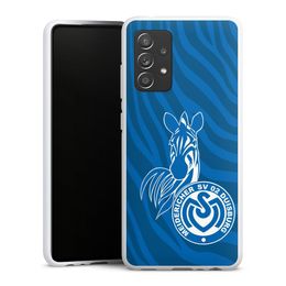 DeinDesign Galaxy A52s 5G Handy Silikon H&uuml;lle Case wei&szlig; Handyh&uuml;lle Msv Duisburg Merchandise Zebra Silikon Case