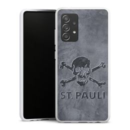 DeinDesign Galaxy A52s 5G Handy Silikon H&uuml;lle Case wei&szlig; Handyh&uuml;lle Logo Concrete Fc St. Pauli Silikon Case