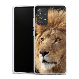 DeinDesign Galaxy A52s 5G Handy Silikon H&uuml;lle Case wei&szlig; Handyh&uuml;lle Jungle Lion Photography Silikon Case
