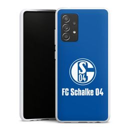 DeinDesign Galaxy A52s 5G Handy Silikon H&uuml;lle Case wei&szlig; Handyh&uuml;lle Fc Schalke 04 Logo Official Licensed Product Silikon Case