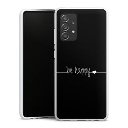 DeinDesign Galaxy A52s 5G Handy Silikon H&uuml;lle Case wei&szlig; Handyh&uuml;lle Happiness Sayings Statement Silikon Case