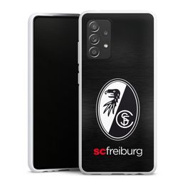DeinDesign Galaxy A52s 5G Handy Silikon H&uuml;lle Case wei&szlig; Handyh&uuml;lle Scratch Official Licensed Product Sc Freiburg Silikon Case