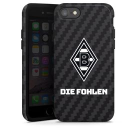 DeinDesign iPhone SE (2020) Handy Panzer Handyh&uuml;lle robuste Outdoor H&uuml;lle Schutzh&uuml;lle gl&auml;nzend Carbon Borussia M&ouml;nchengladbach Gladbach Tough Case