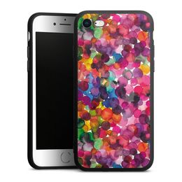 DeinDesign iPhone SE (2020) Handy Premium Silikon H&uuml;lle Handyh&uuml;lle schwarz Case Water Colour Colourful Points Silikon Premium Case