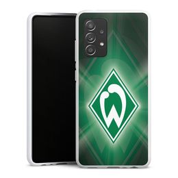 DeinDesign Galaxy A52s 5G Handy Silikon H&uuml;lle Case wei&szlig; Handyh&uuml;lle Sv Werder Bremen Official Licensed Product Coat Of Arms Silikon Case
