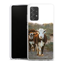 DeinDesign Galaxy A52s 5G Handy Silikon H&uuml;lle Case wei&szlig; Handyh&uuml;lle Farmer Calf Cow Silikon Case