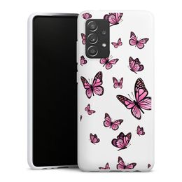 DeinDesign Galaxy A52s 5G Handy Silikon H&uuml;lle Case wei&szlig; Handyh&uuml;lle Butterfly Motiv Ohne Hintergrund Muster Silikon Case