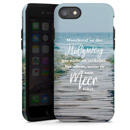 DeinDesign iPhone SE (2020) Handy Panzer Handyh&uuml;lle robuste Outdoor H&uuml;lle Schutzh&uuml;lle gl&auml;nzend Statement Beach Spruch Tough Case