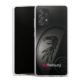 DeinDesign Galaxy A52s 5G Handy Silikon H&uuml;lle Case wei&szlig; Handyh&uuml;lle Sc Freiburg Official Licensed Product Metallic Look Silikon Case