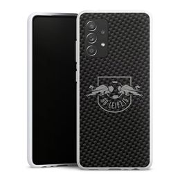 DeinDesign Galaxy A52s 5G Handy Silikon H&uuml;lle Case wei&szlig; Handyh&uuml;lle Rb Leipzig Carbon Metallic Look Silikon Case