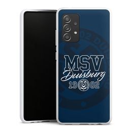 DeinDesign Galaxy A52s 5G Handy Silikon H&uuml;lle Case wei&szlig; Handyh&uuml;lle Msv Duisburg Merchandise Soccer Silikon Case