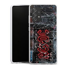 DeinDesign Galaxy A52s 5G Handy Silikon H&uuml;lle Case wei&szlig; Handyh&uuml;lle Merchandise Acdc Official Licensed Product Silikon Case