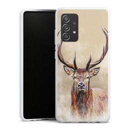 DeinDesign Galaxy A52s 5G Handy Silikon H&uuml;lle Case wei&szlig; Handyh&uuml;lle Animal Look Deer Reindeer Silikon Case