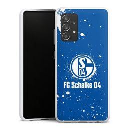 DeinDesign Galaxy A52s 5G Handy Silikon H&uuml;lle Case wei&szlig; Handyh&uuml;lle Logo Fc Schalke 04 S04 Silikon Case