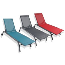 Vcm Sonnenliege rollbar, Ma&szlig;e ca. L. 192 x H. 32 x B. 58 cm, Garten Liegestuhl mit 5-fach verstellbarer R&uuml;ckenlehne, Strandliege - Sonlas 192x58
