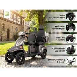 E-Seniorenmobil Vista Quarter-1L, Lithium-Akku, 4-Rad, 60V, 1000 Watt, Grau