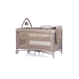 Chipolino Reisebett Luna 2 Ebenen Wickelauflage klappbar Spielbogen Faltmatratze beige braun