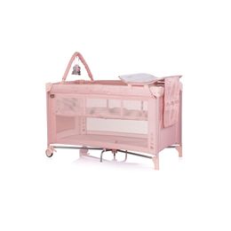 Chipolino Reisebett Luna 2 Ebenen Wickelauflage klappbar Spielbogen Faltmatratze rosa pink