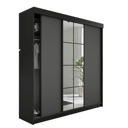Kier Furniture Schiebet&uuml;renschrank, Schwarz, Graphit, Holzwerkstoff, 200x205x59 cm, Schlafzimmer, Kleiderschr&auml;nke, Schwebet&uuml;renschr&auml;nke