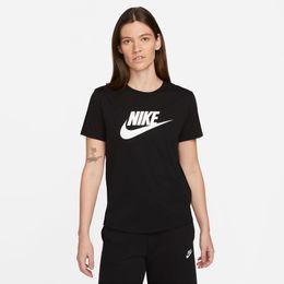 T-Shirt Nike Sportswear "Nike Sportswear Essentials Women's Logo T-Shirt", Damen, Gr. L, schwarz, Single Jersey, Obermaterial: 100% Baumwolle, Rundhals, Shirts T-Shirt, Basic Damen T-Shirt mit Logo