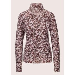 Madeleine Mode Longpullover MADELEINE "Druckpullover Kaschmir-Pullover mit Unikat-Print", Damen, Gr. 48, wei&szlig; (wollwei&szlig;, blassrosa, rubinrot), Obermaterial: 100% Kaschmir WS., Modern, normal, Rollkragen, Pullover Longpullover